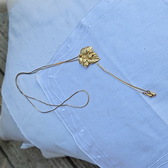 Jewelry | Leaf Slide Lariat Necklace Elegant Adjustable Goldtone ...